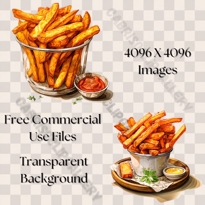 Watercolor Sweet Potato Fries Clipart | Fast Food Menu (PNG JPG) - Etsy