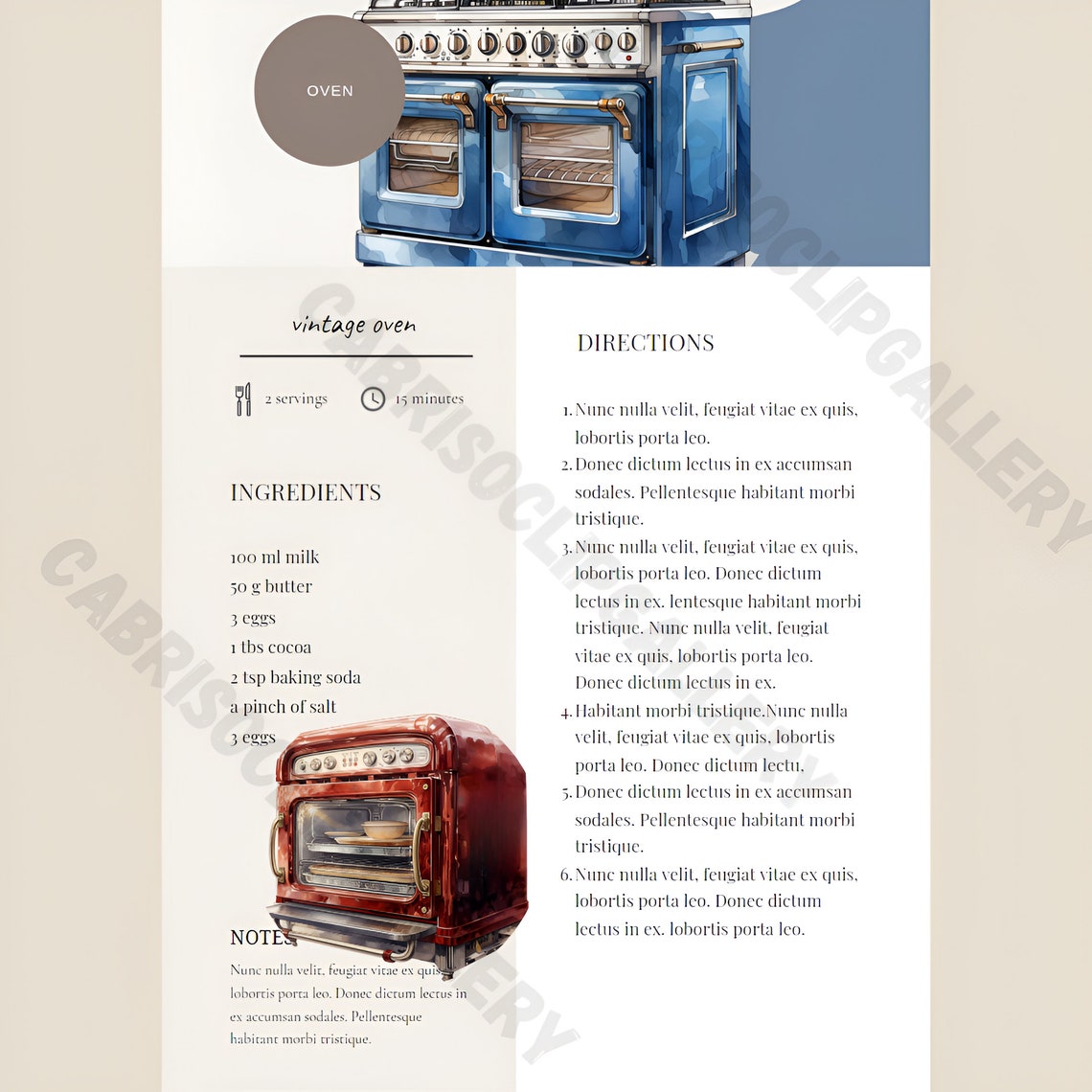 Watercolor Kitchen Decor Clipart, 20 High Resolution PNG, Oven Clipart ...