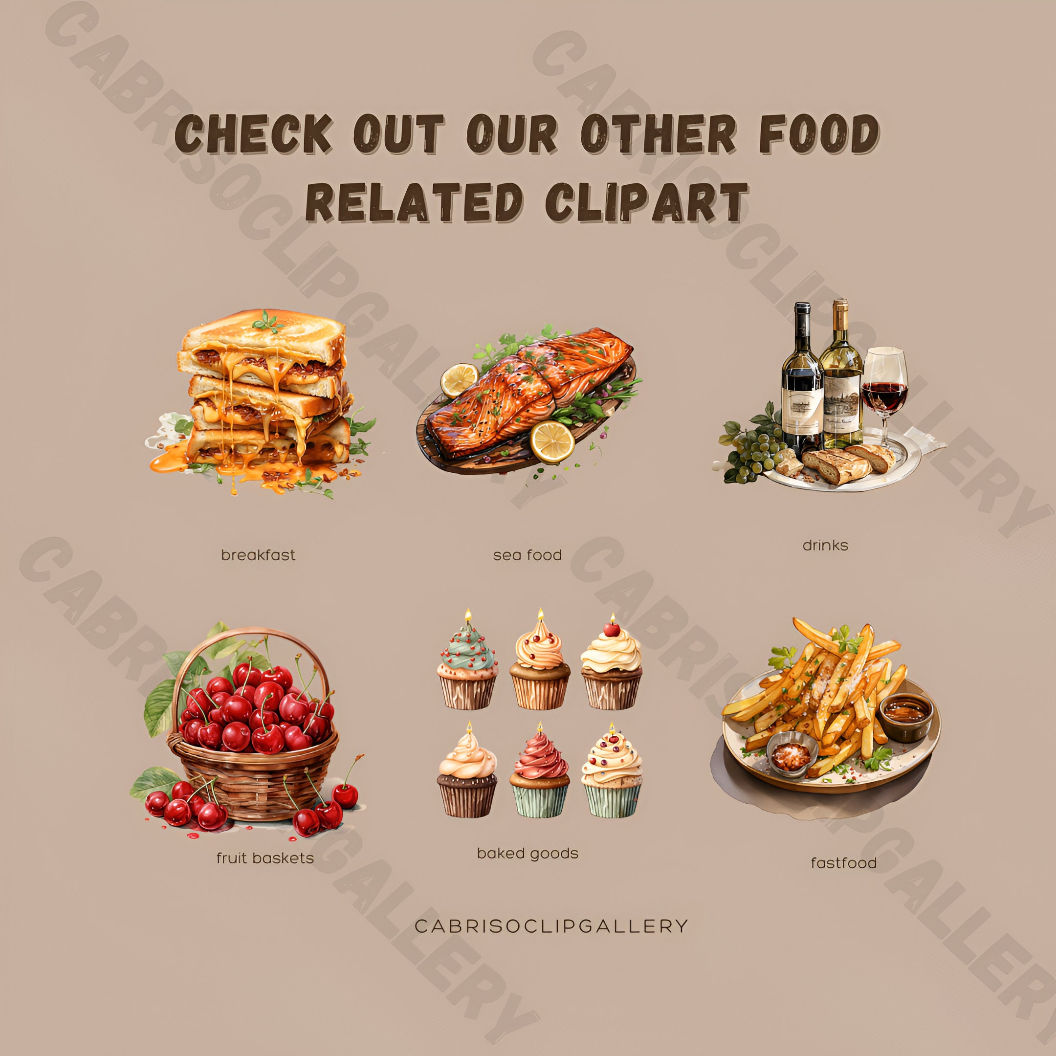 Watercolor Fast Food Clipart, 20 High Resolution PNG, Food Clipart ...