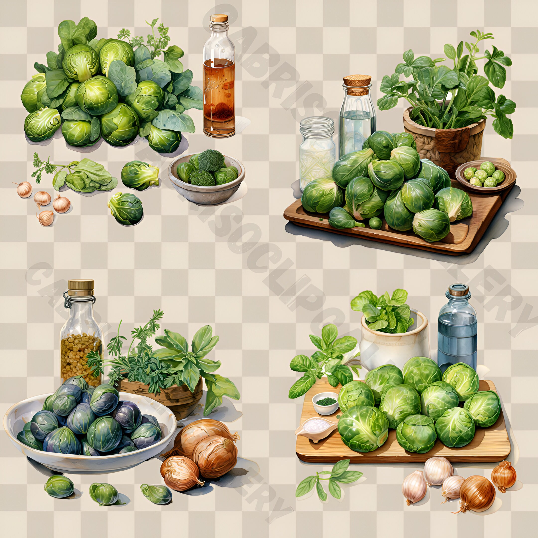 Watercolor Healthy Food Clipart, 20 High Resolution PNG, Ingredients ...