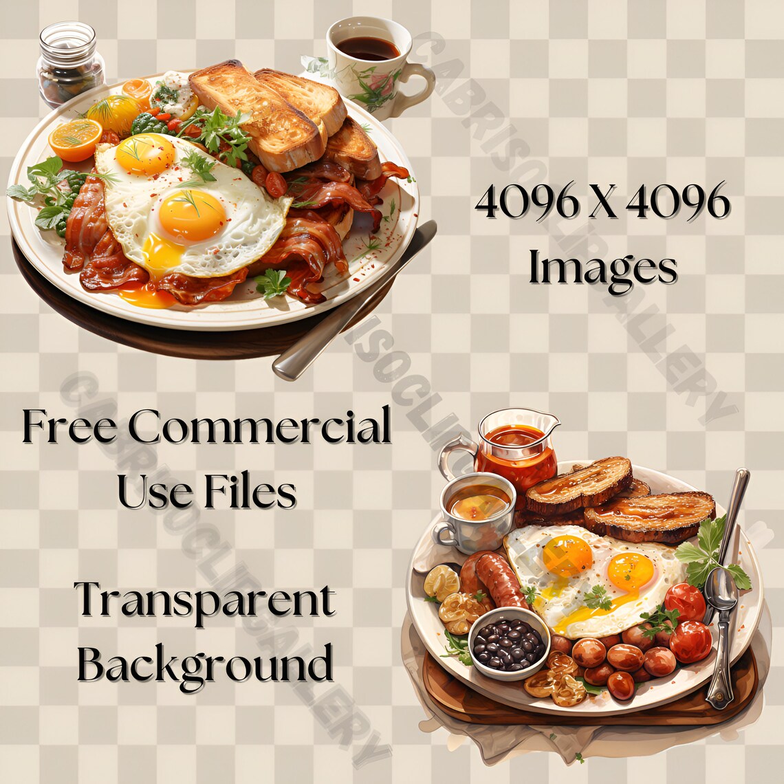 Watercolor Breakfast Food Clipart, 20 High Resolution PNG, English ...