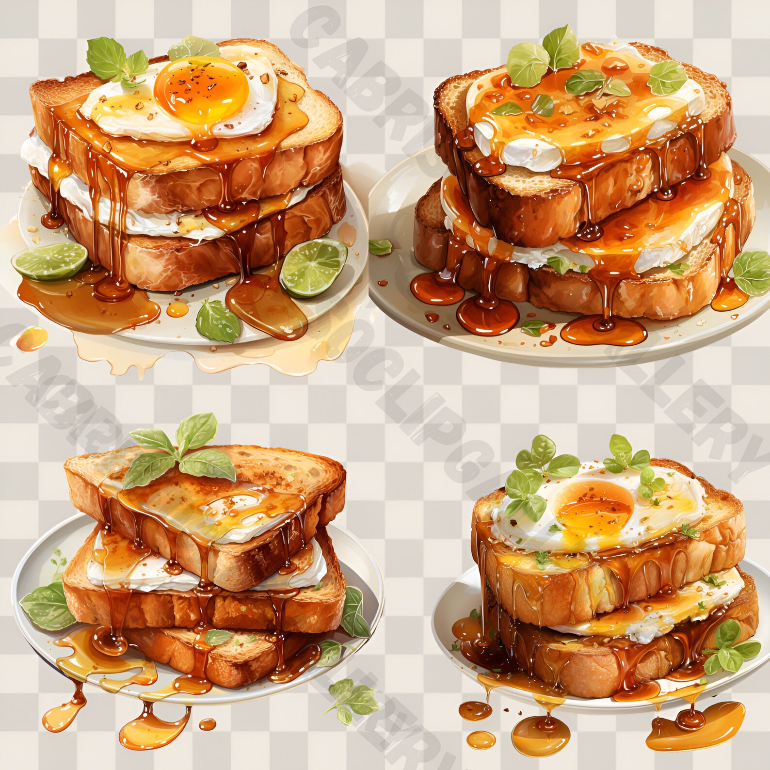 Breakfast, Egg Toast Watercolor Clipart, Breakfast Png Graphics, Egg ...