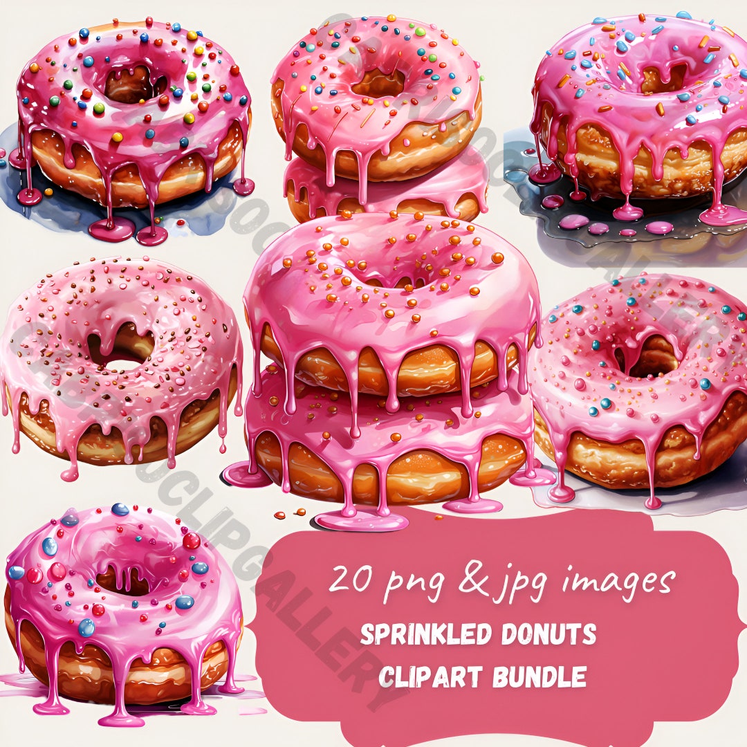Watercolor Donut Clipart, Dessert PNG Graphics (digital Download) - Etsy