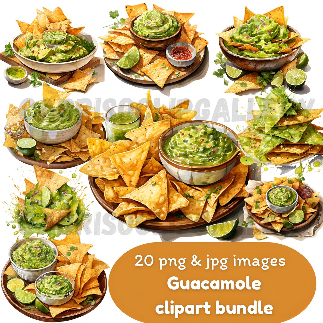 Food, Snacks, Guacamole Clipart Bundle Png & Jpg Images for ...