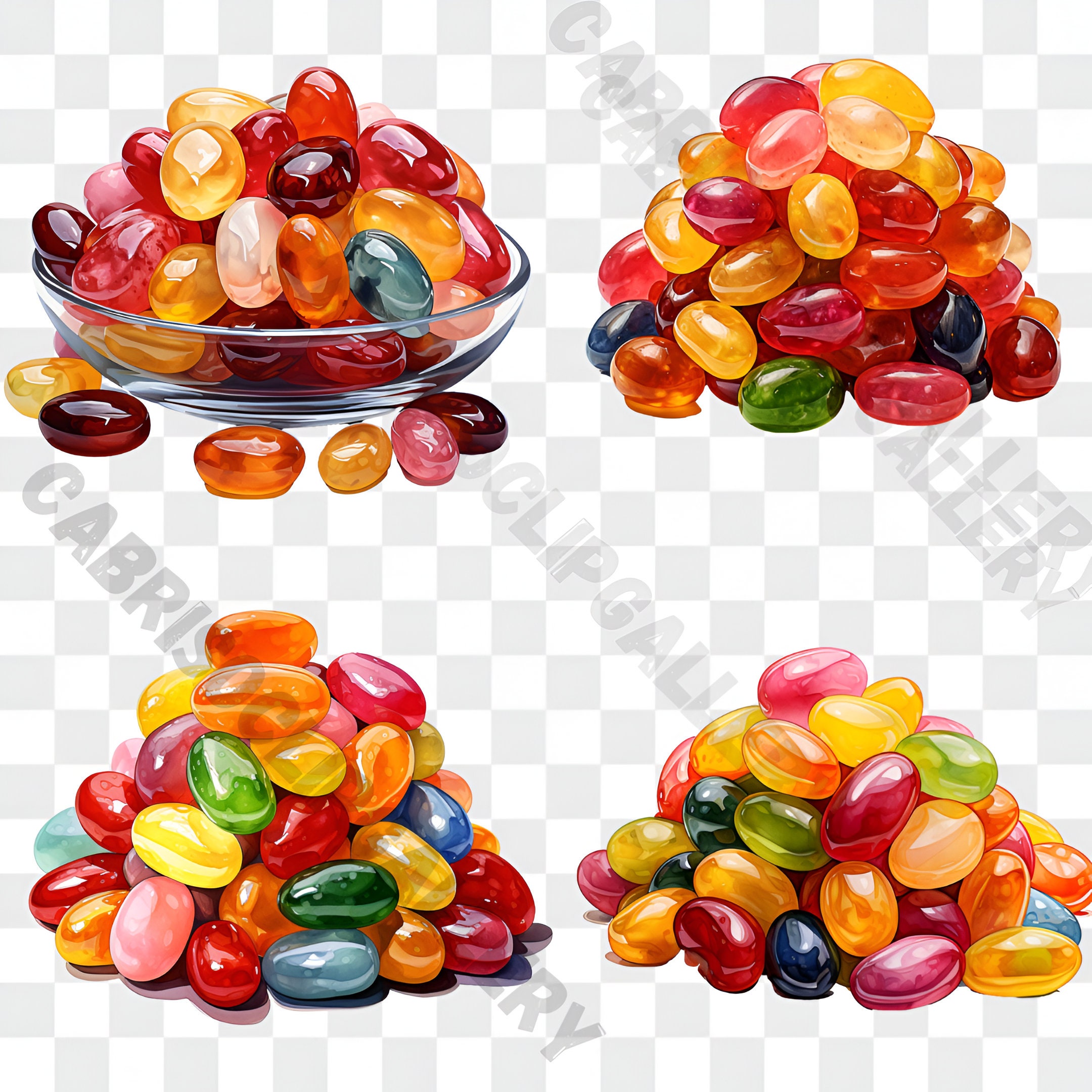 Candy, Jelly Beans Watercolor Clipart, Dessert Png Graphics, Ong Sweets ...
