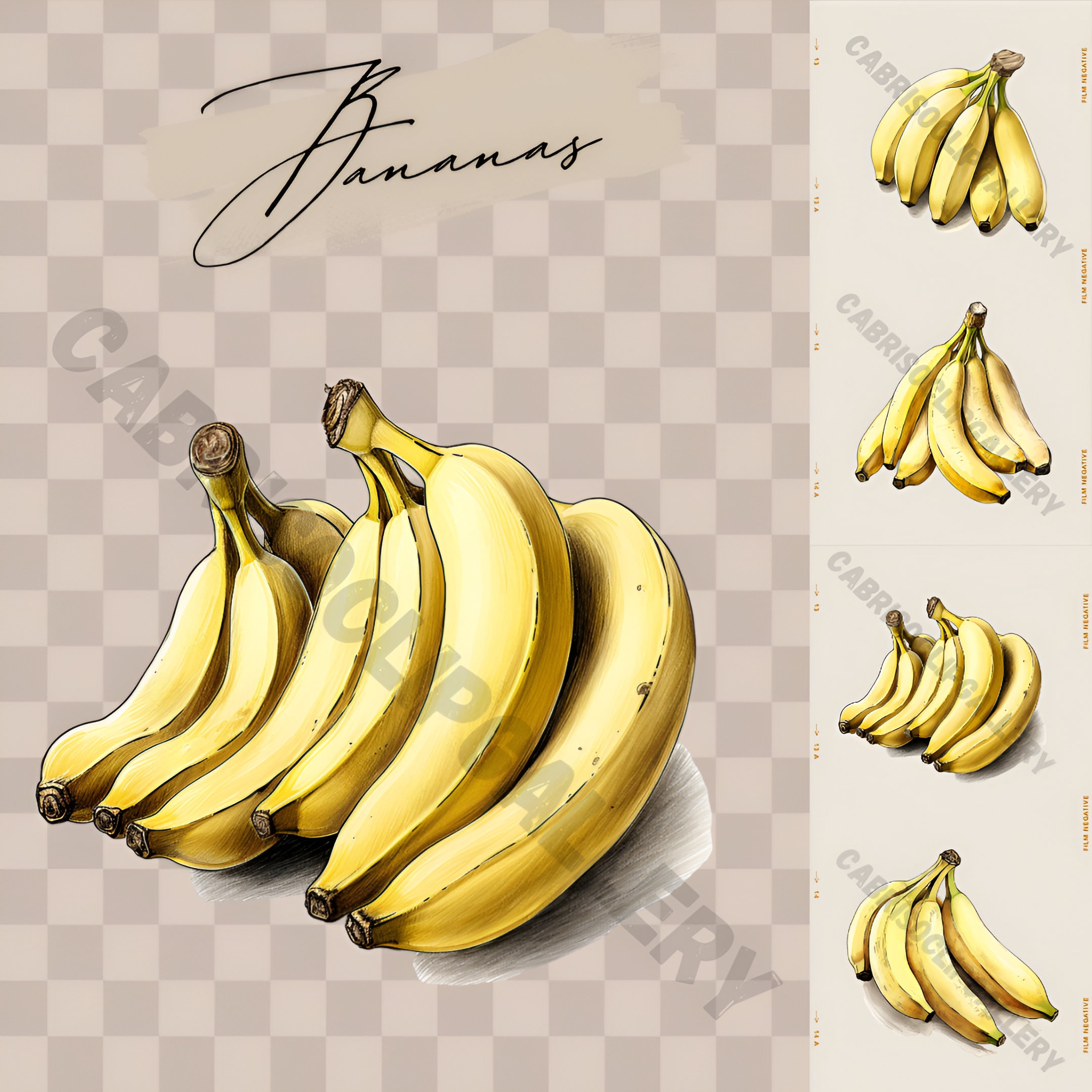 Watercolor Bananas Clipart | Food Clipart Bundle | Fruits Clipart ...