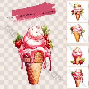 Ice Cream Watercolor Clipart, Dessert Png Graphics, Ong Sweets, Sticker ...