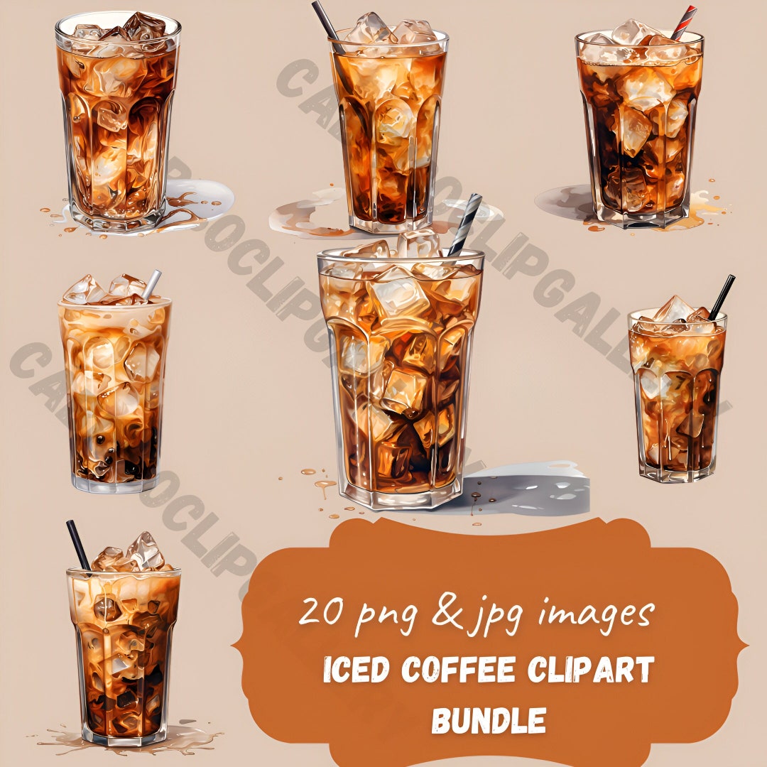 Iced Coffee Watercolor Clipart, PNG Graphics (digital Download) - Etsy