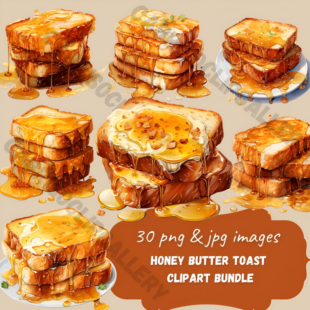 Watercolor Breakfast Clipart, 30 High Resolution PNG, Toast Clipart ...