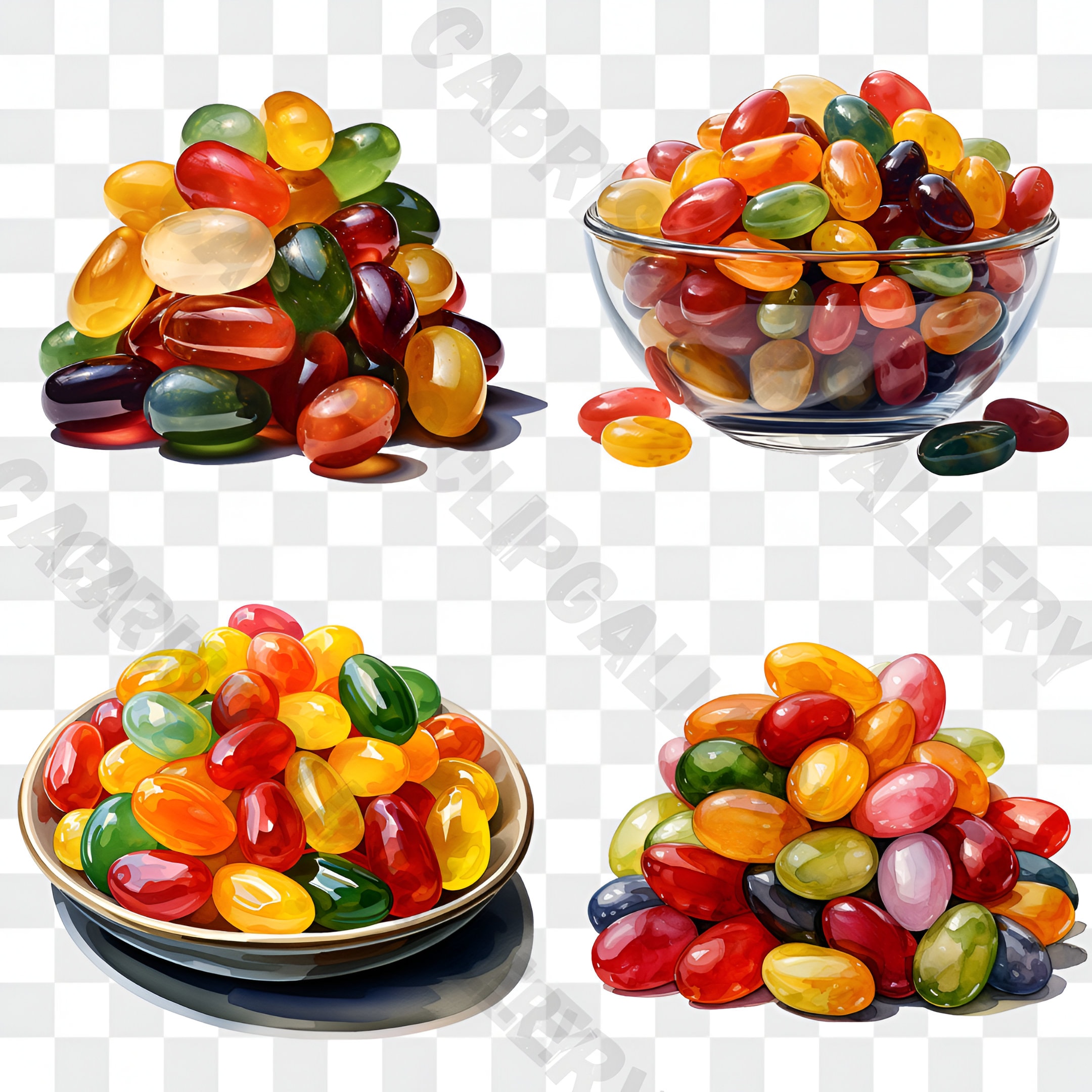Candy, Jelly Beans Watercolor Clipart, Dessert Png Graphics, Ong Sweets ...
