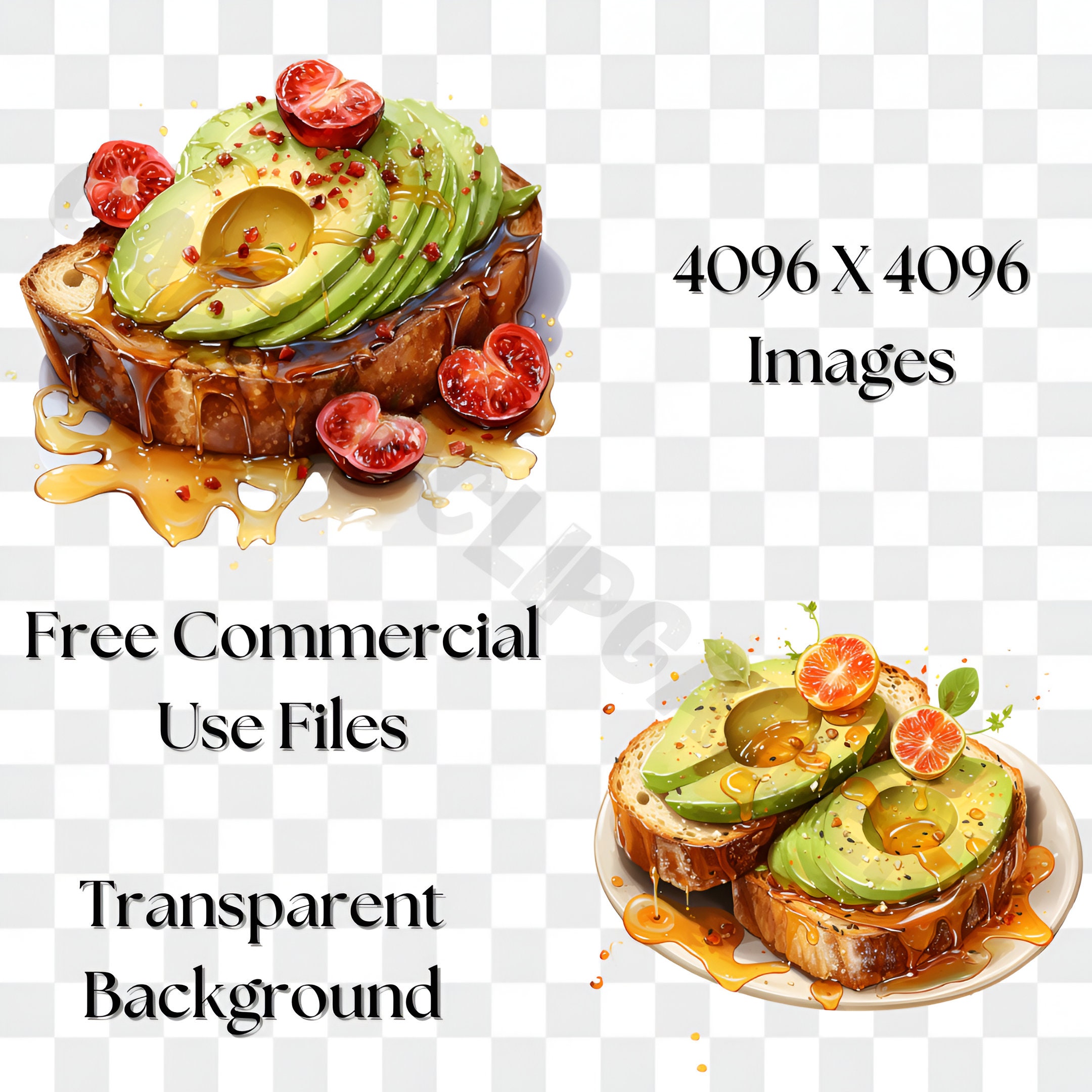 Food, Breakfast, Avocado Toast Clipart Bundle Transparent Png & Jpg ...