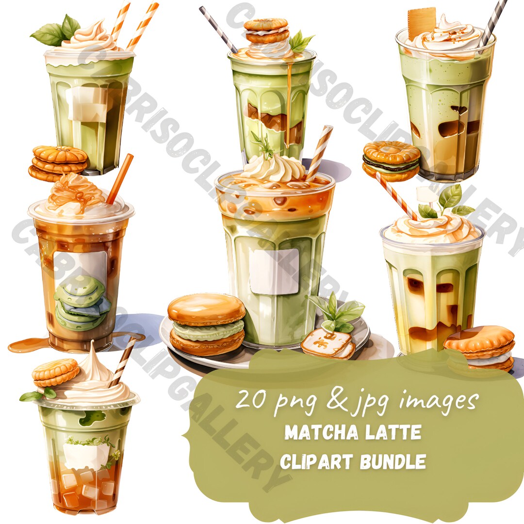 Drinks, Matcha Watercolor Clipart, Breakfast Drink Png Graphics, Matcha ...