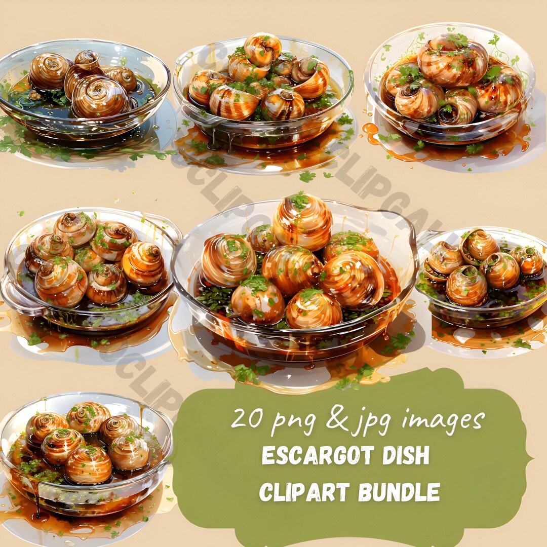 Watercolor | Ghibli | Escargot Dish Clipart | Food Clipart Bundle ...