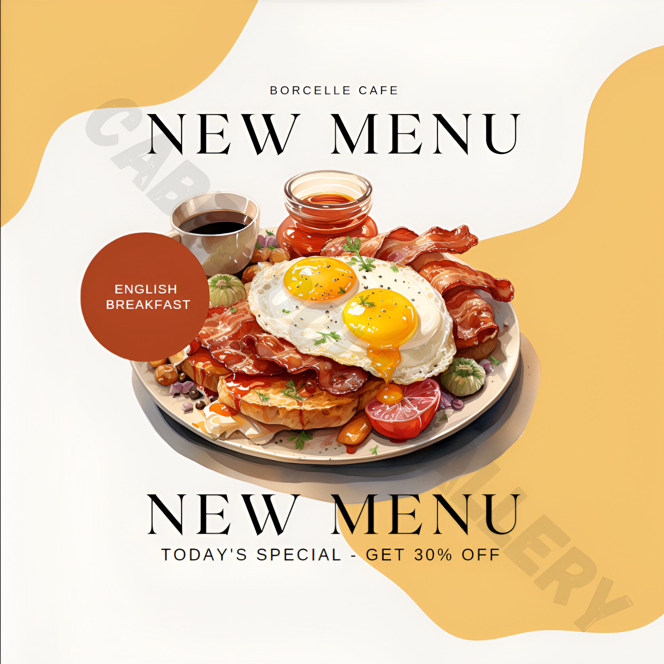 Watercolor Breakfast Food Clipart, 20 High Resolution PNG, English ...