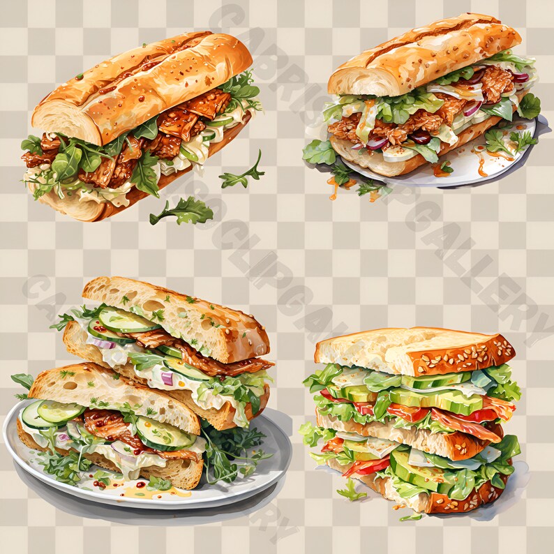 Watercolor Fast Food Clipart,20 High Resolution PNG, Street Food ...