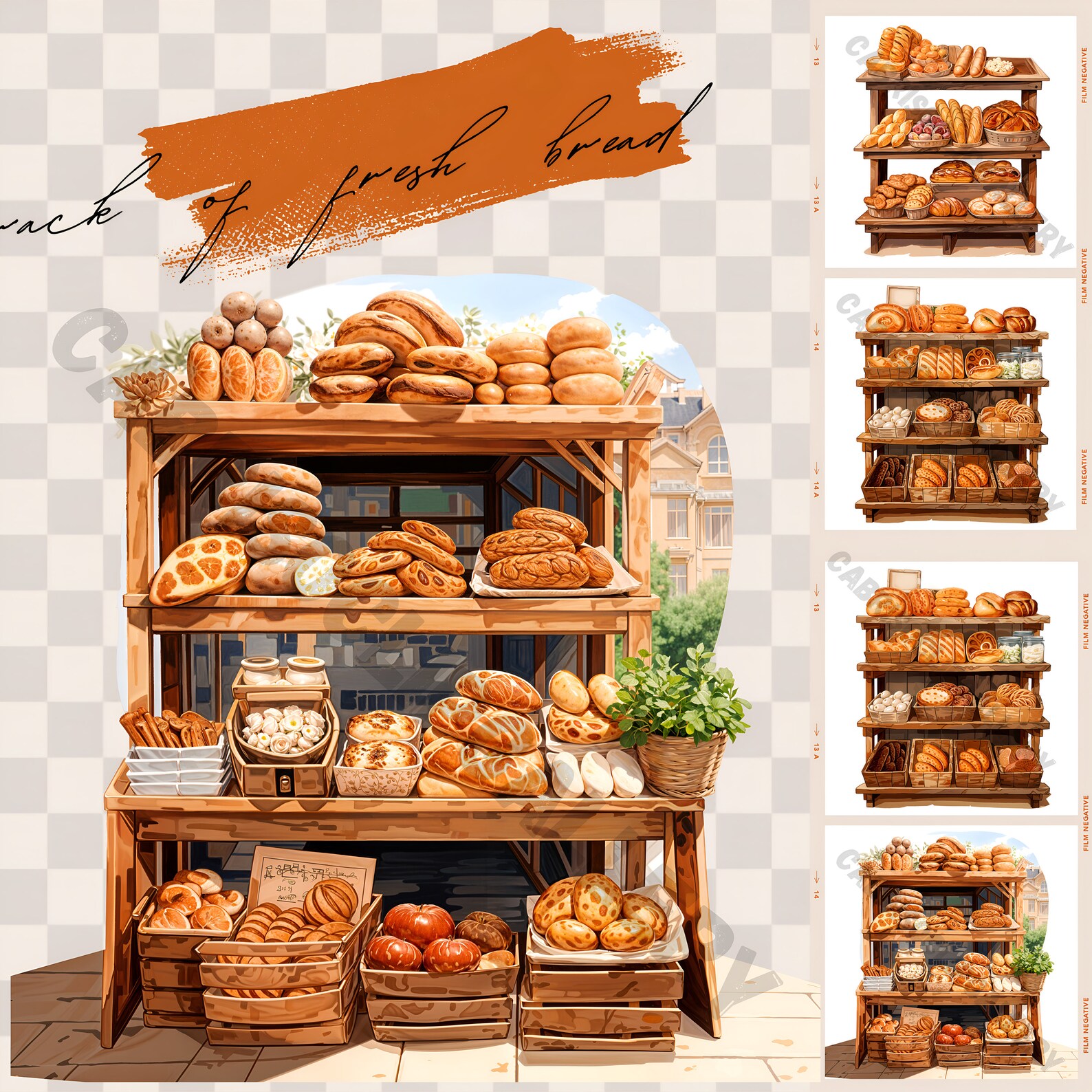 Baked Goods, Baking Watercolor Clipart, Dessert Png Graphics, Bread ...