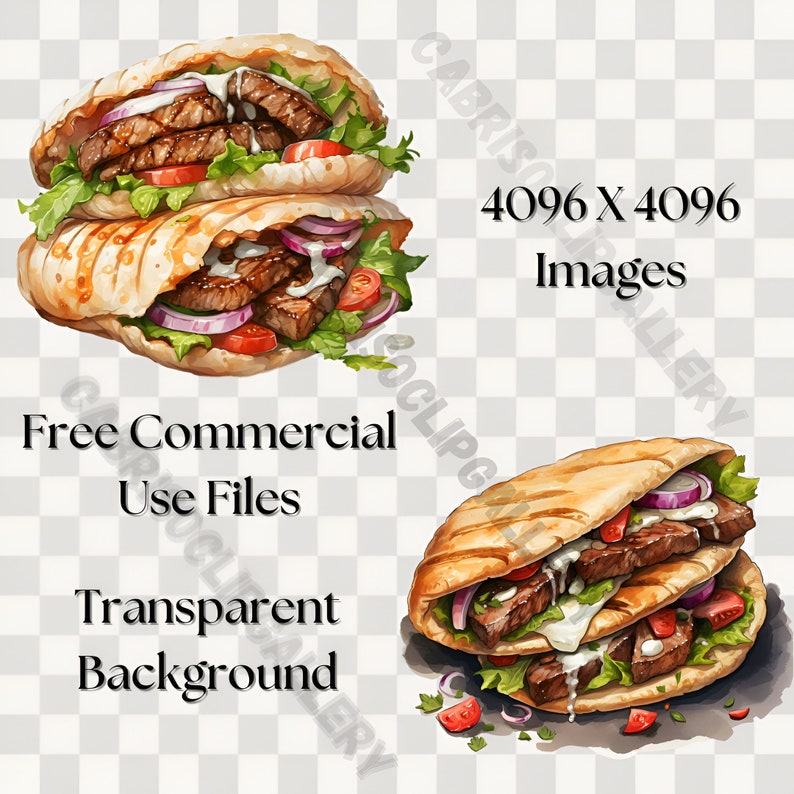 Watercolor Fast Food Clipart, 20 High Resolution PNG, Street Food ...