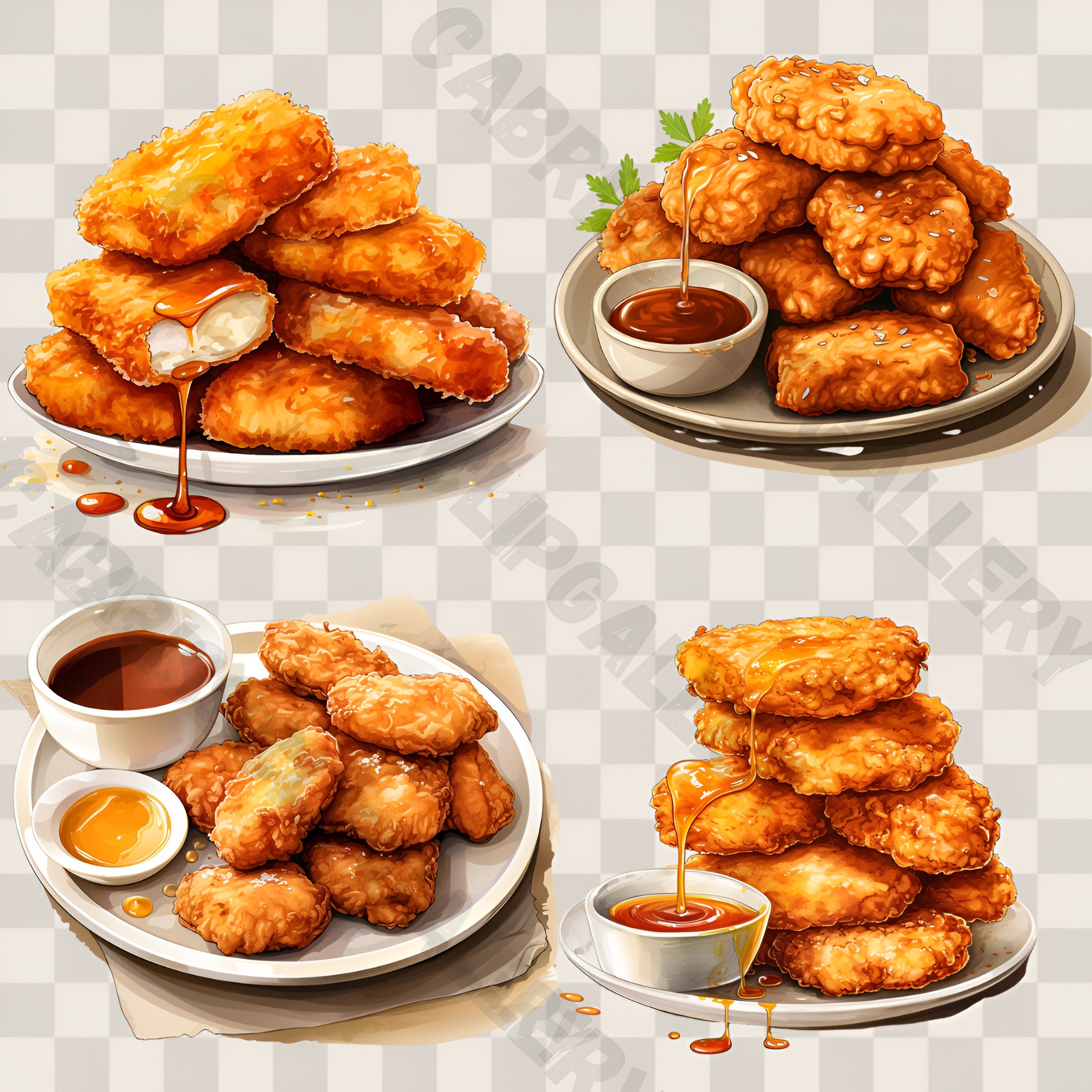 Fast Food,chicken Nuggets Watercolor Clipart, Fast Food Png Graphics ...