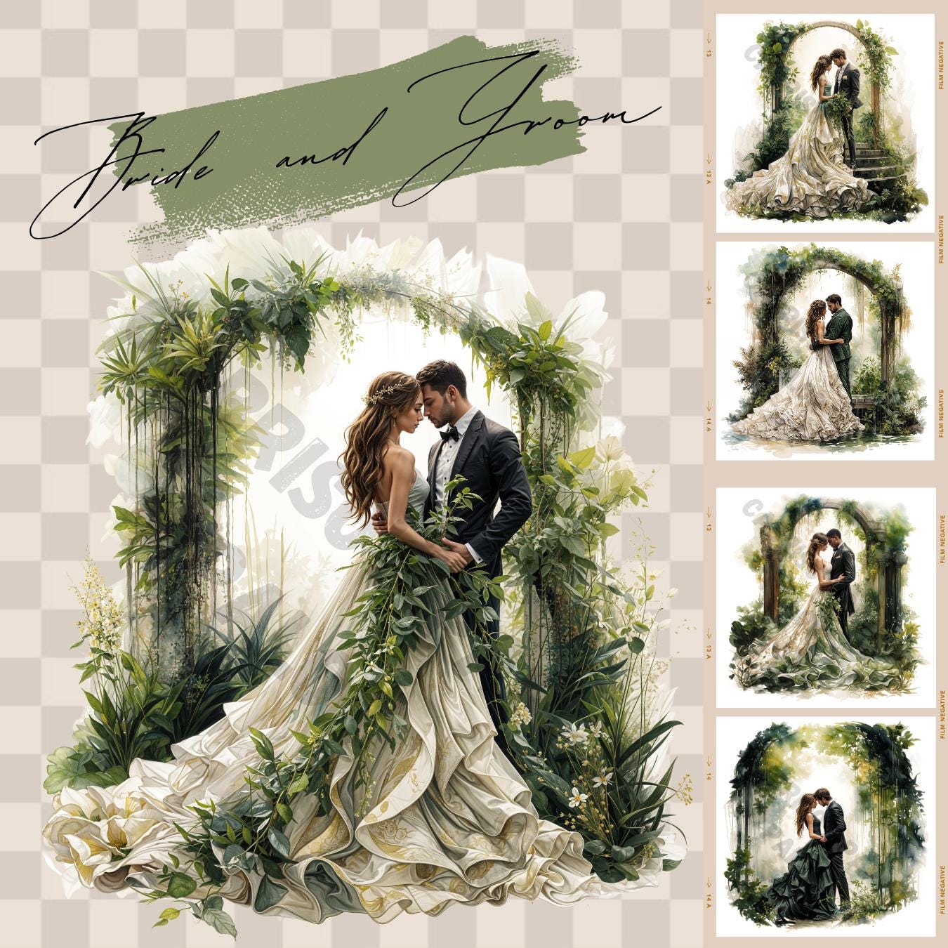 Forest Wedding Clipart Set – Rustic Woodland Bridal Illustrations, Hand ...
