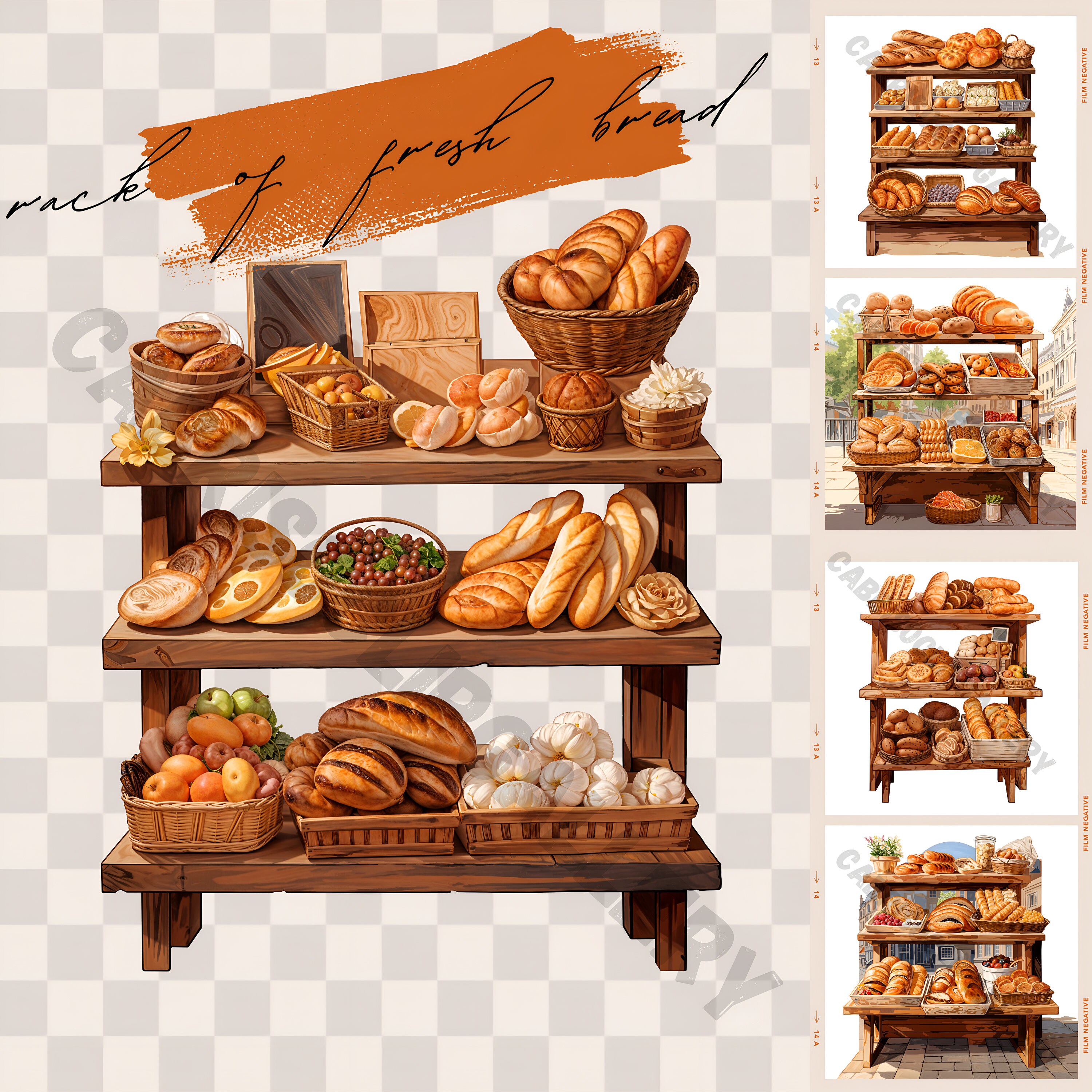 Baked Goods, Baking Watercolor Clipart, Dessert Png Graphics, Bread ...