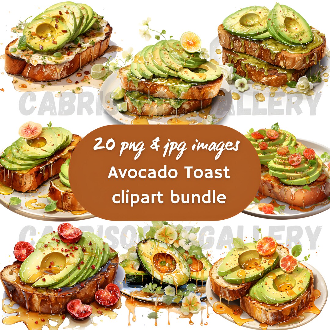 Food, Breakfast, Avocado Toast Clipart Bundle Transparent Png & Jpg ...