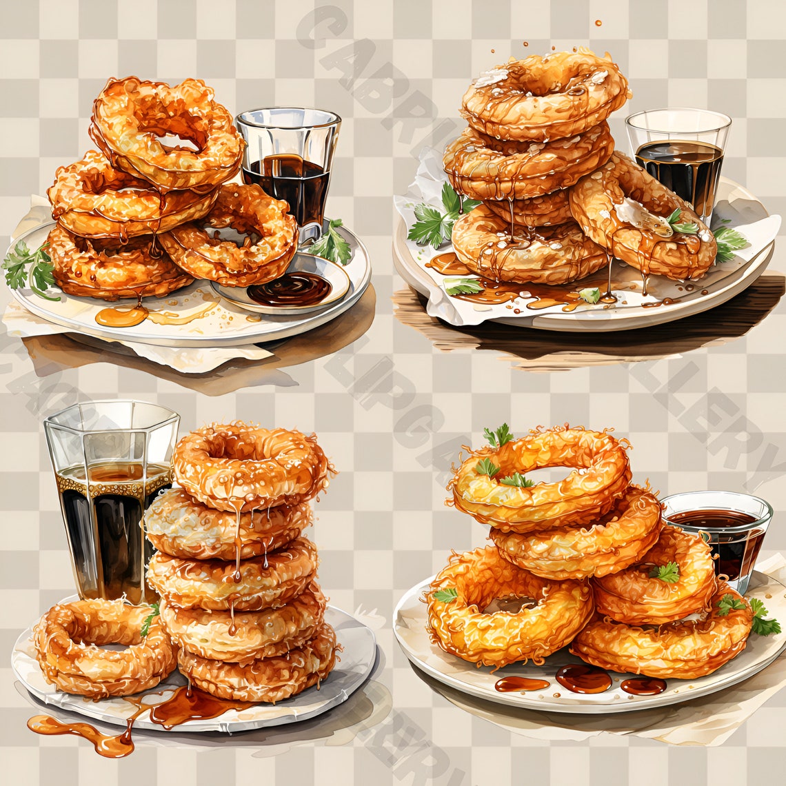 Watercolor Fast Food Clipart, 20 High Resolution PNG, Street Food ...