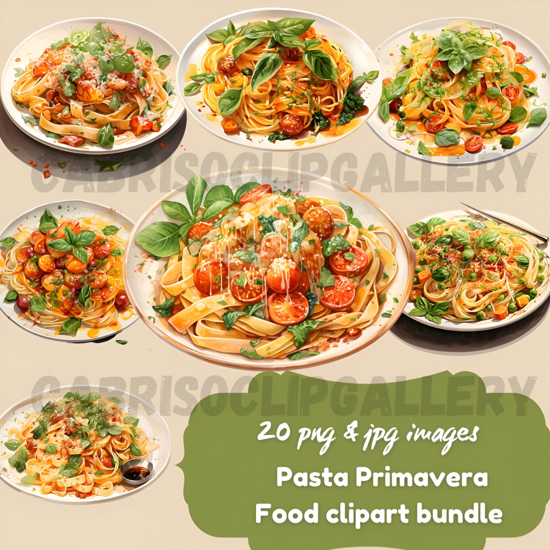 Pasta Primavera Clipart Bundle, Italian Food Graphics (digital Download ...