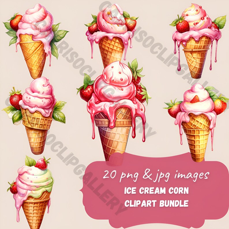 Ice Cream Watercolor Clipart, Dessert Png Graphics, Ong Sweets, Sticker ...