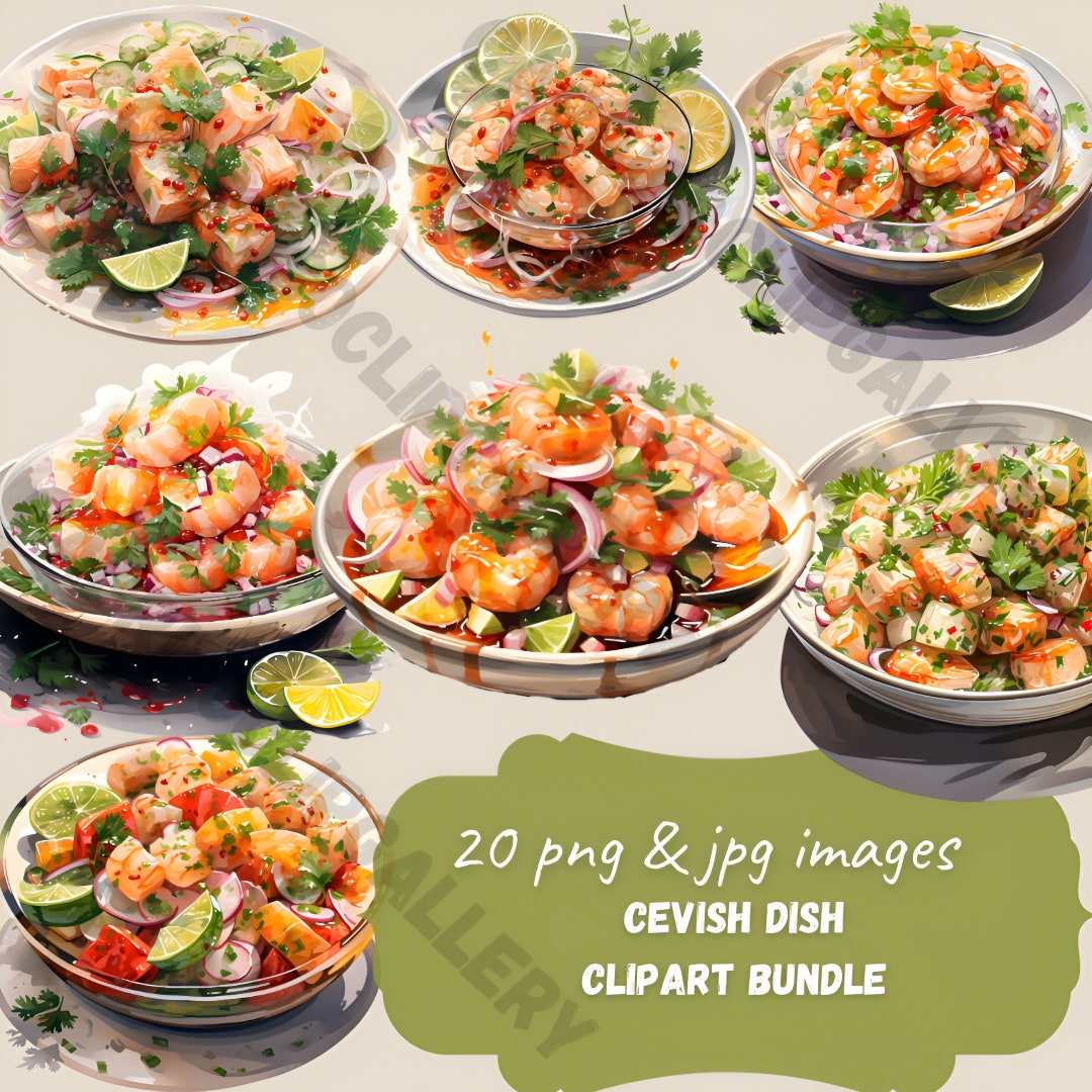 Watercolor Ceviche Clipart Bundle | Food Illustration (digital Download ...