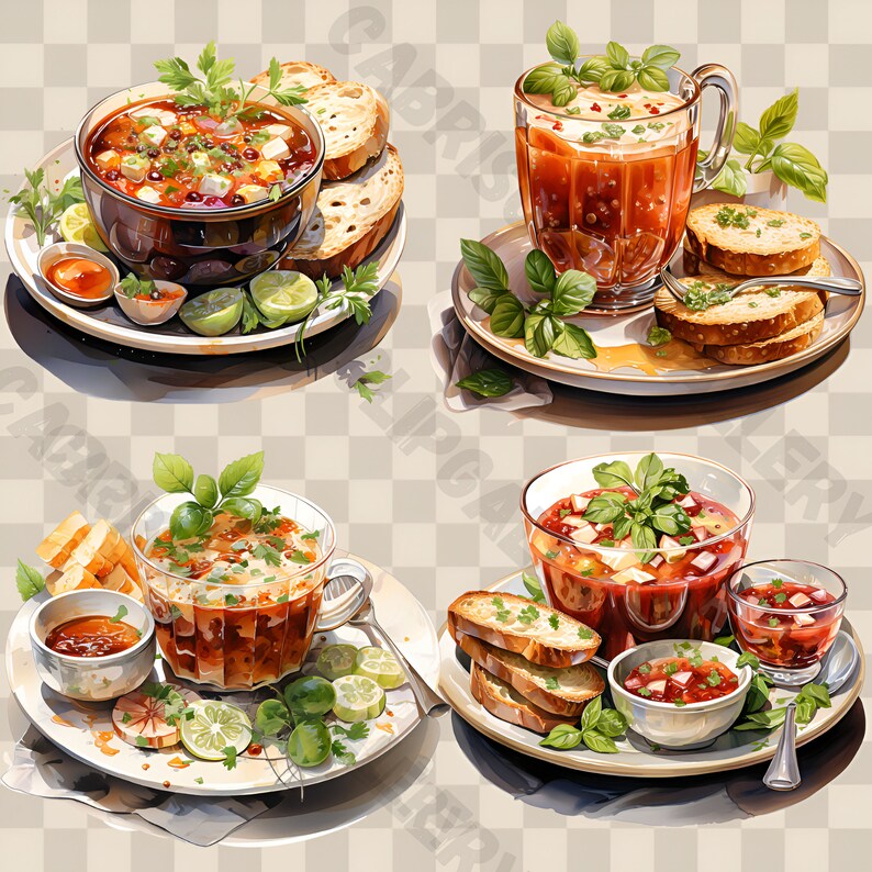 Watercolor Fast Food Clipart, 20 High Resolution PNG, Soup Clipart ...