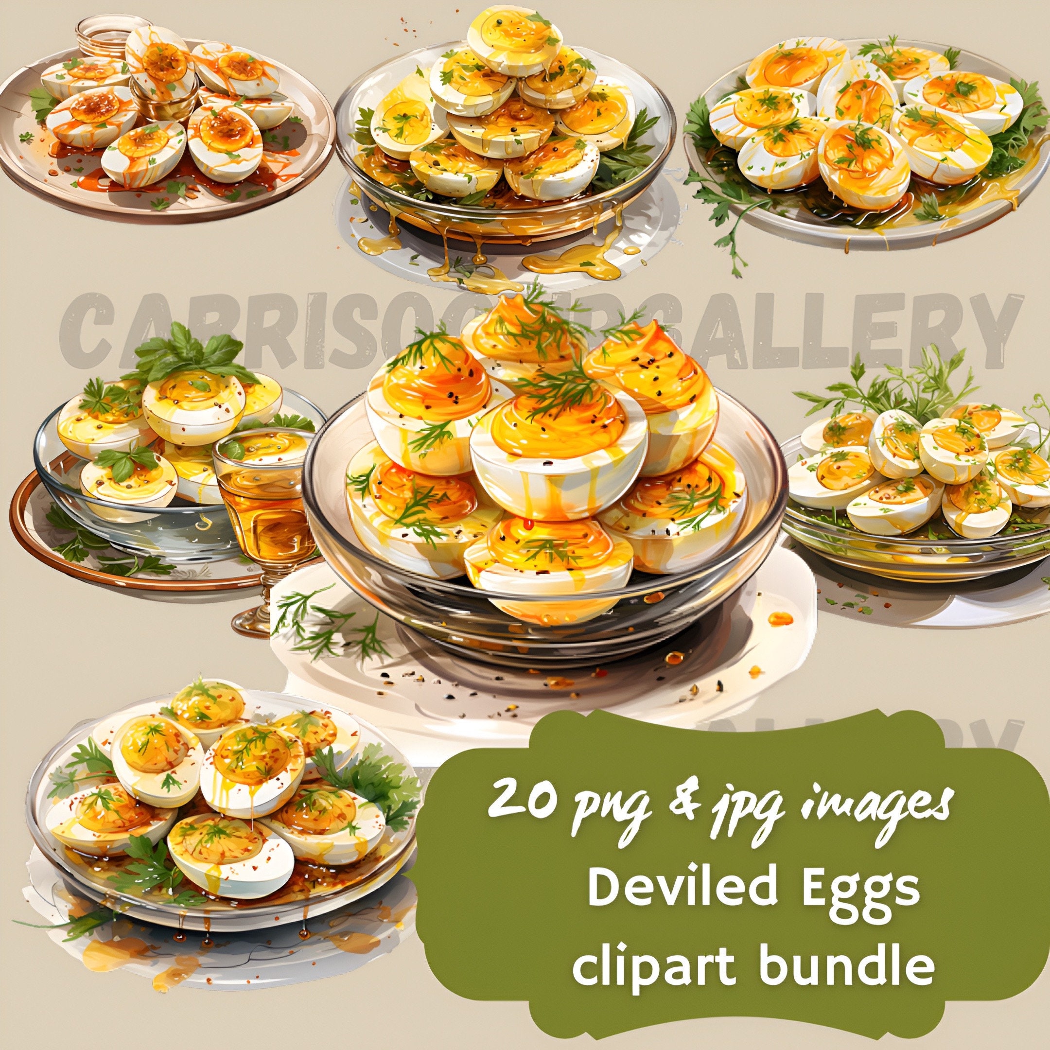 Watercolor | Ghibli | Deviled Eggs Clipart | Food Clipart Bundle | Eggs Clipart | Menu ...