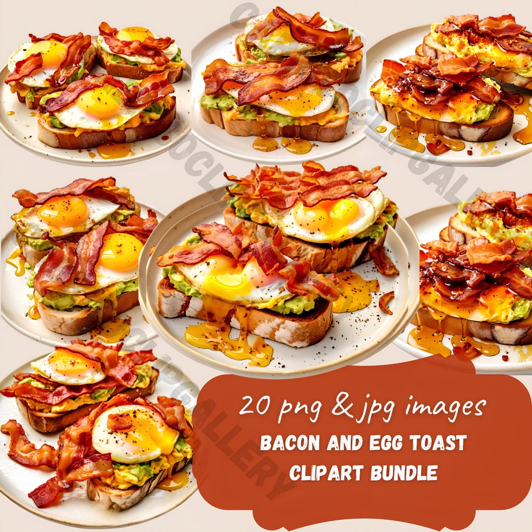 Bacon Egg Toast Clipart, Breakfast PNG Graphics (digital Download) - Etsy