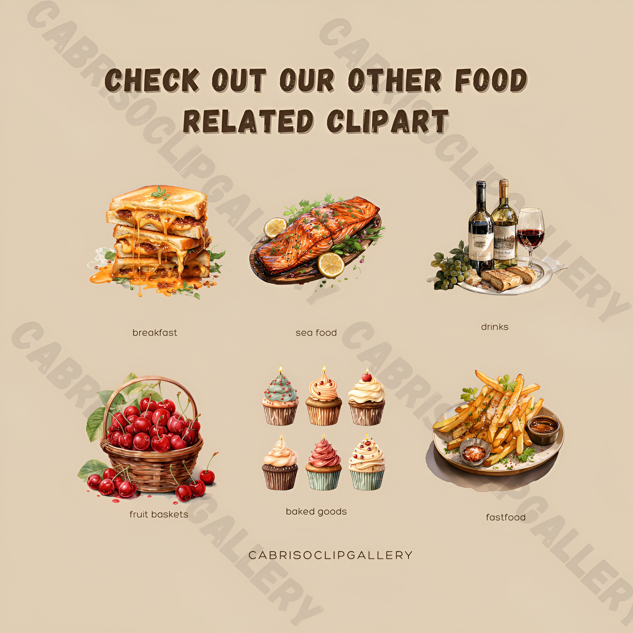 Watercolor Fast Food Clipart, 20 High Resolution PNG, Street Food ...