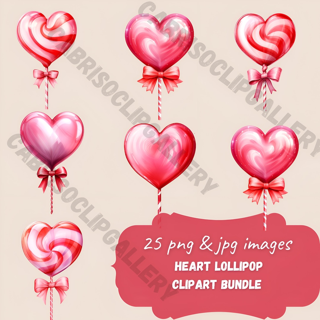 Candy, Heart Lollipop Watercolor Clipart, Christmas Sweets Png Graphics ...