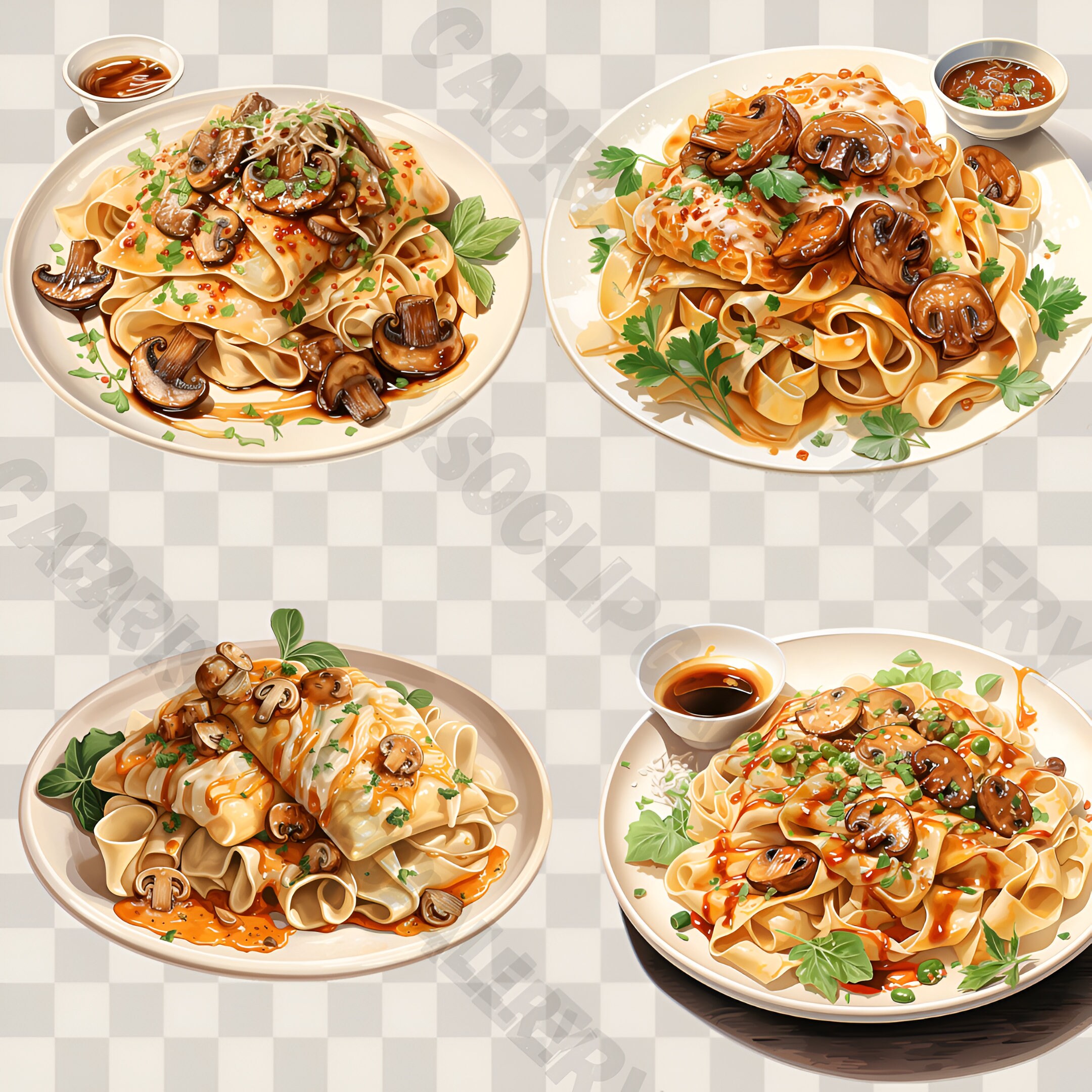 Food, Pasta Watercolor Clipart, Pasta Png Graphics, Pappardelle With ...