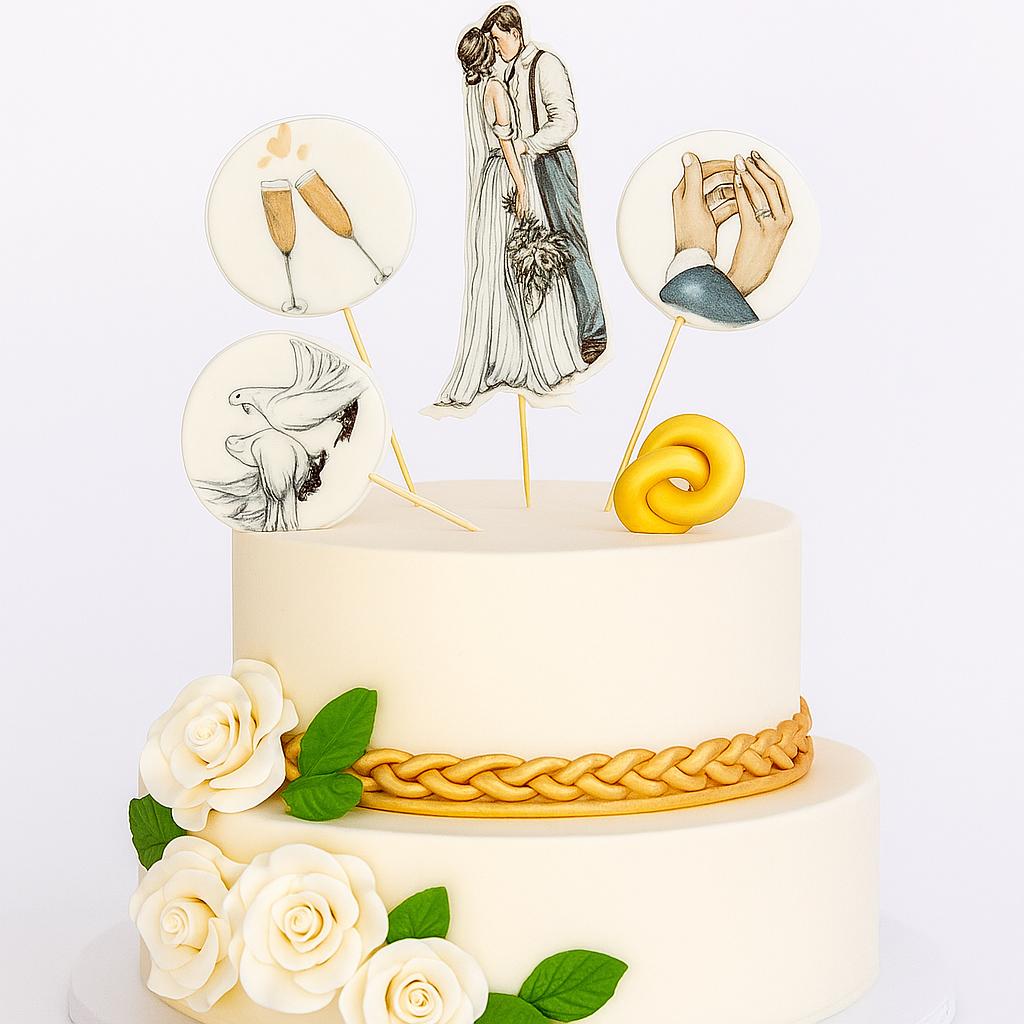 Edible Wedding Cake Topper Set | Sugar Decoration for Wedding Cakes - Etsy