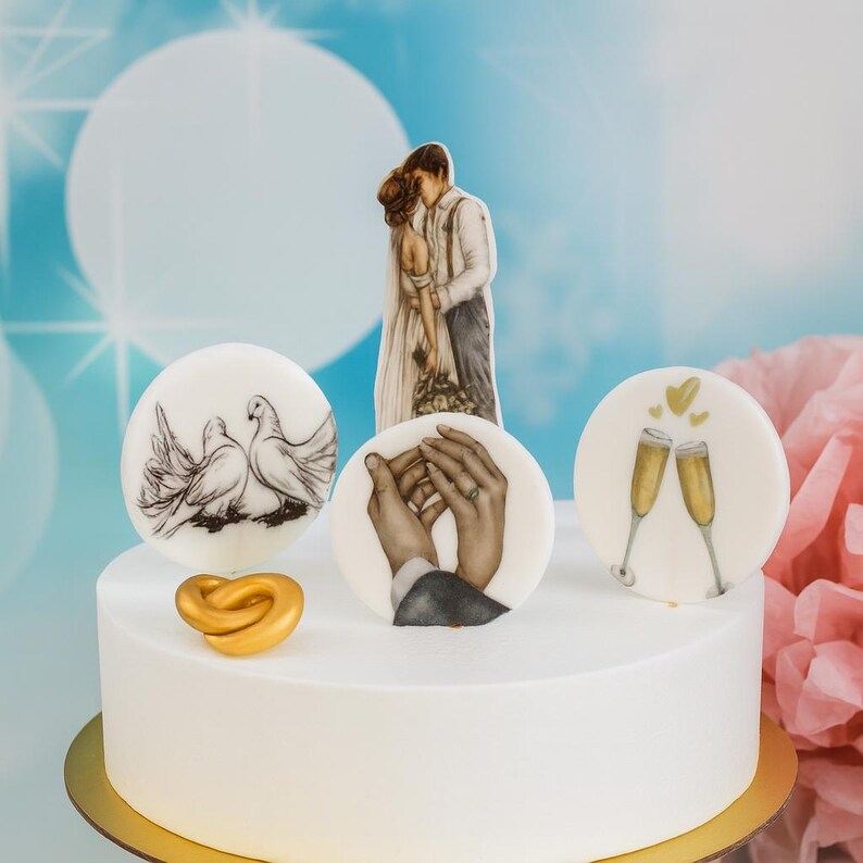 Edible Wedding Cake Topper Set | Sugar Decoration for Wedding Cakes - Etsy