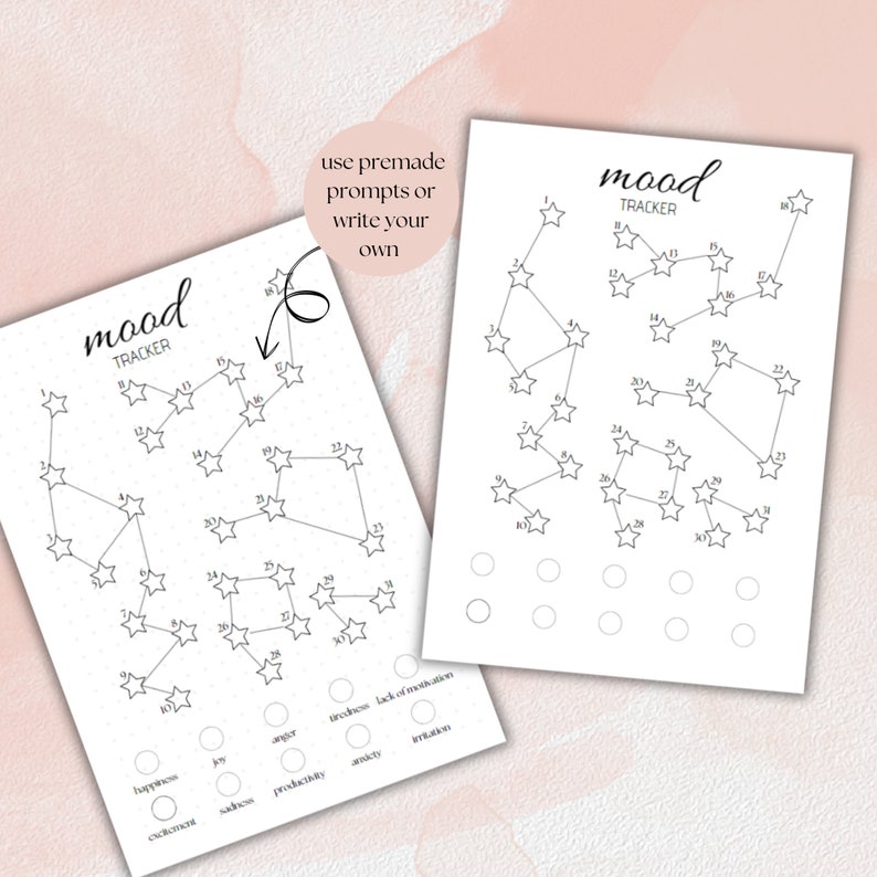 Stars Mood Tracker Printable, Mental Health Tracker, Mood Track Bullet ...