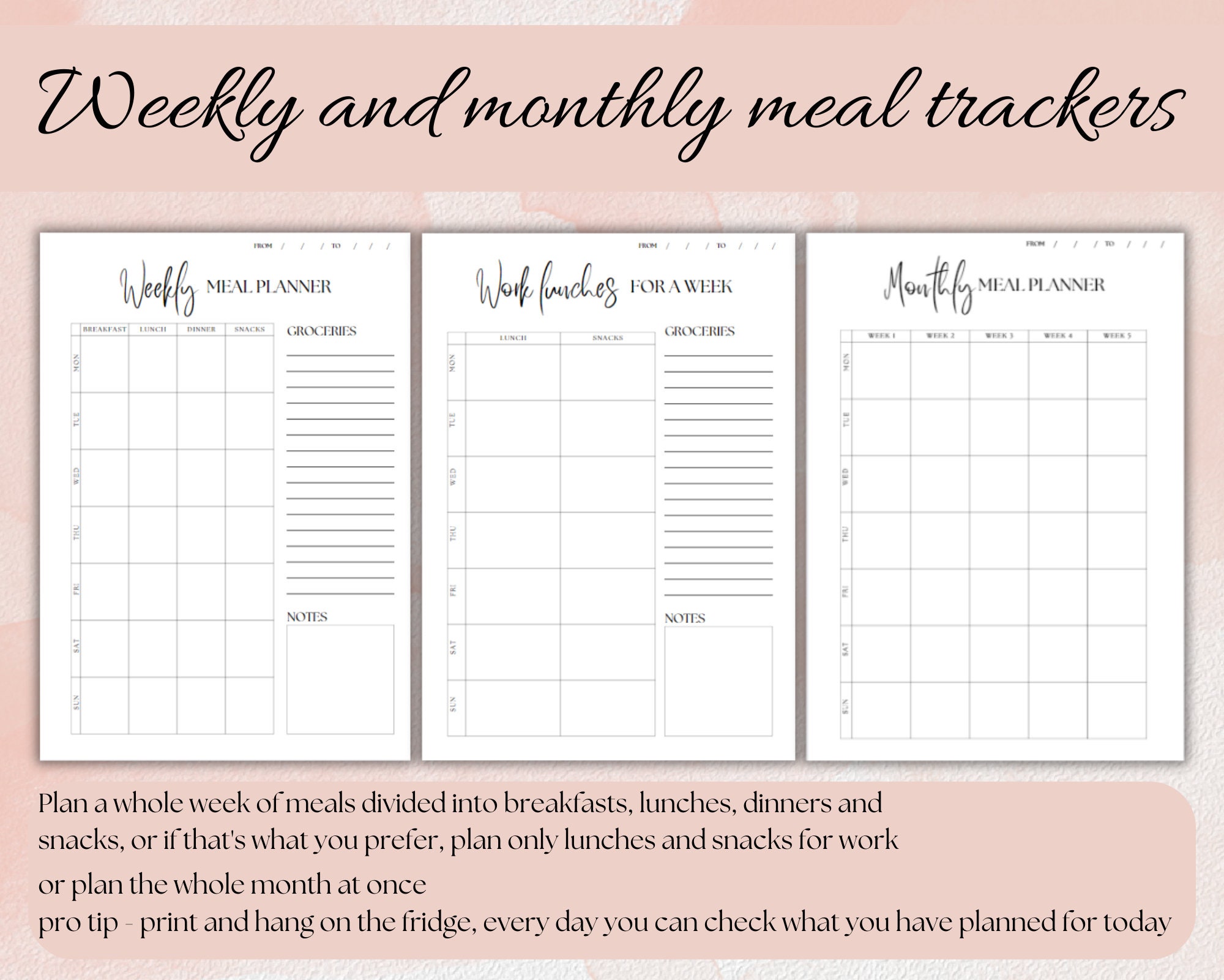 Meal Planner Printable, Weekly Meal Planner, Grocery List Printable ...