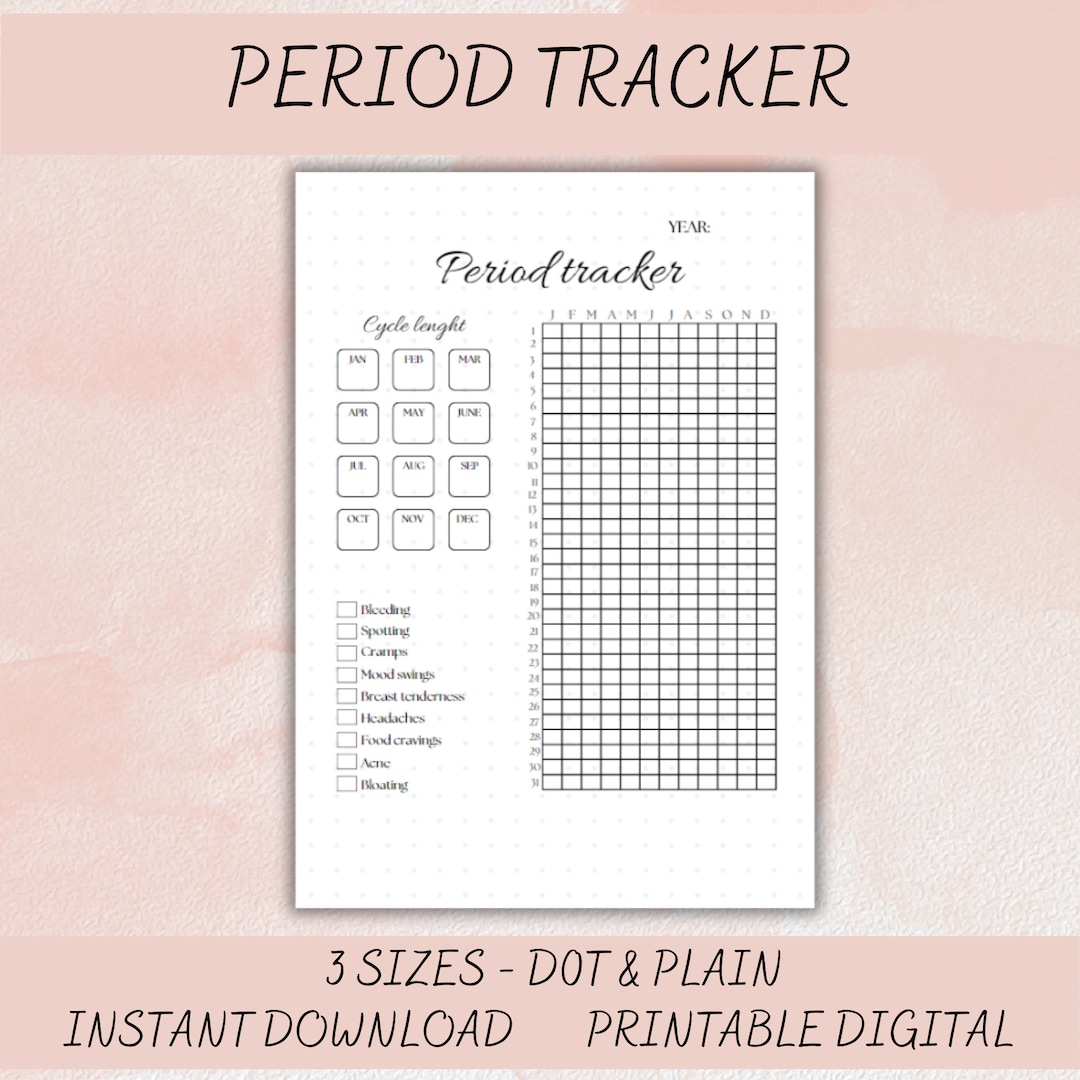 Period Tracker Printable Period Tracker Journal Menstrual Cycle Tarcker ...