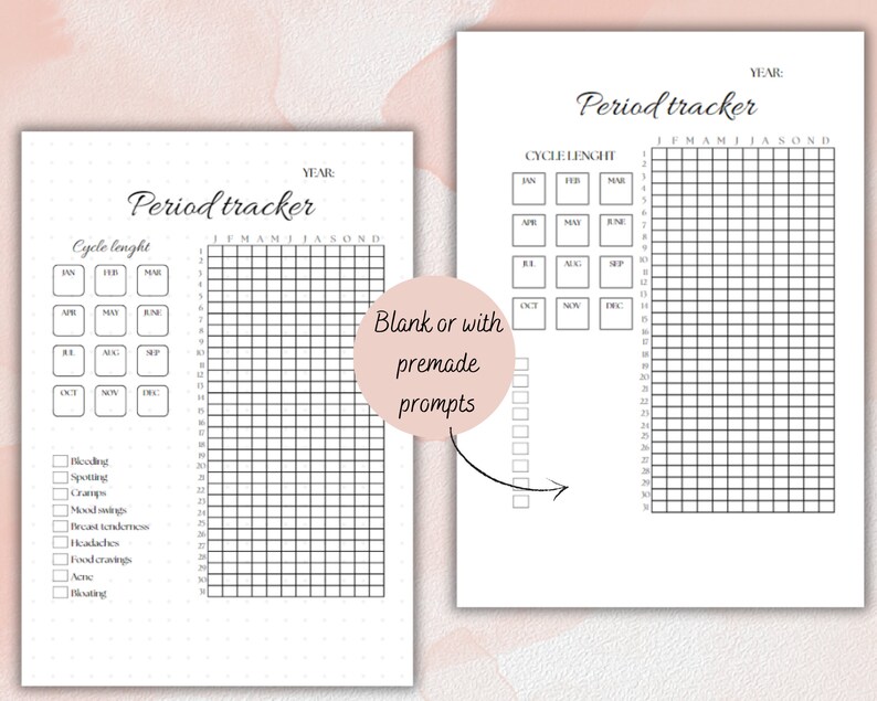 Period Tracker Printable Period Tracker Journal Menstrual Cycle Tarcker ...