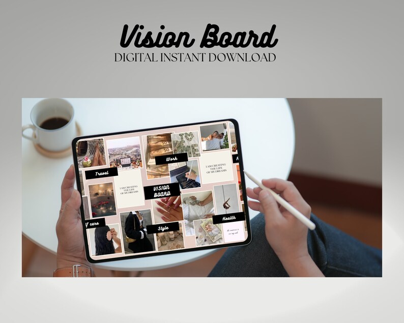 2024 Vision Board Template Manifestation Dream Board Canva Template ...