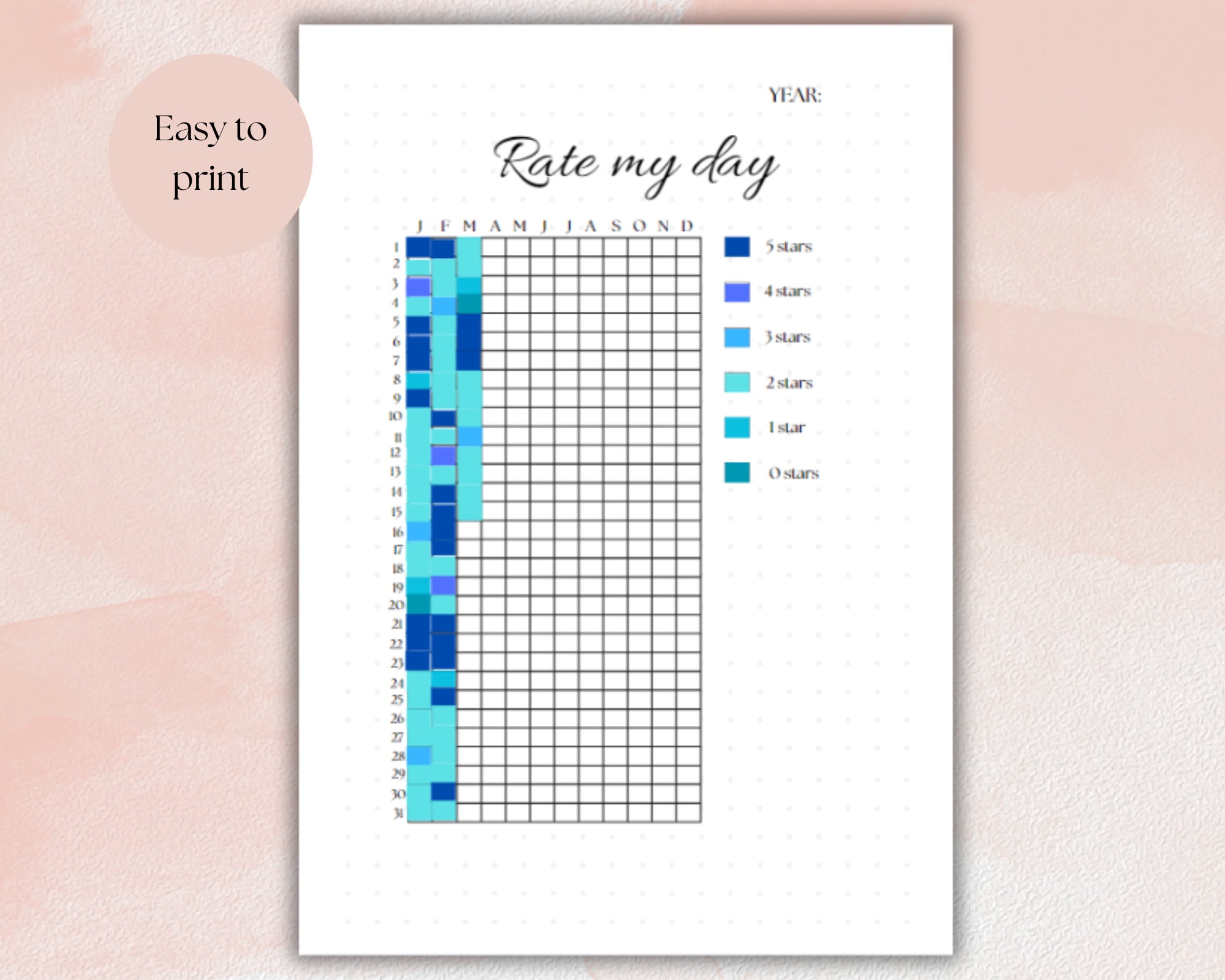 Rate My Day - Journal Page - Printable Tracker - Daily Tracker - Daily ...