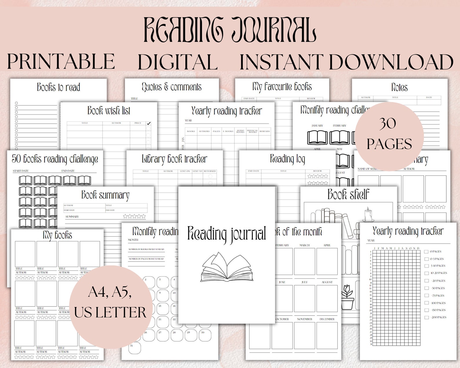 Reading Journal Reading Tracker Book Tracker Reading Planner Reading ...