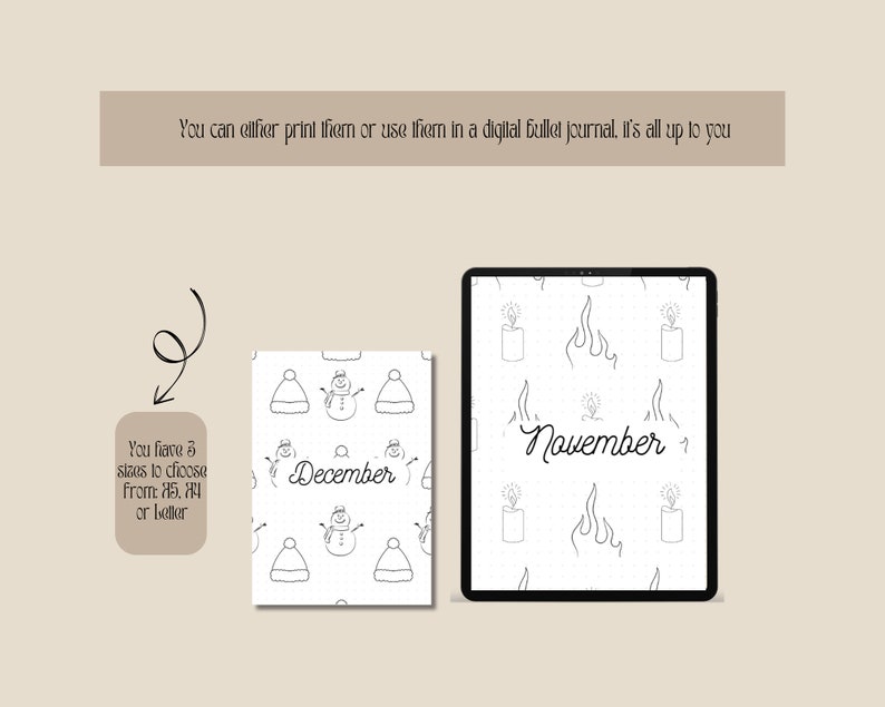 12 Monthly Cover Pages, A5 A4 US Letter Journal Monthly Title Page ...