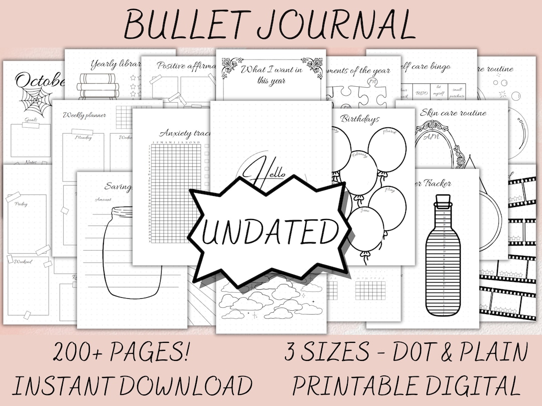 Premade Bullet Journal Bundle, 2024 Bullet Journal Printable, Pages ...