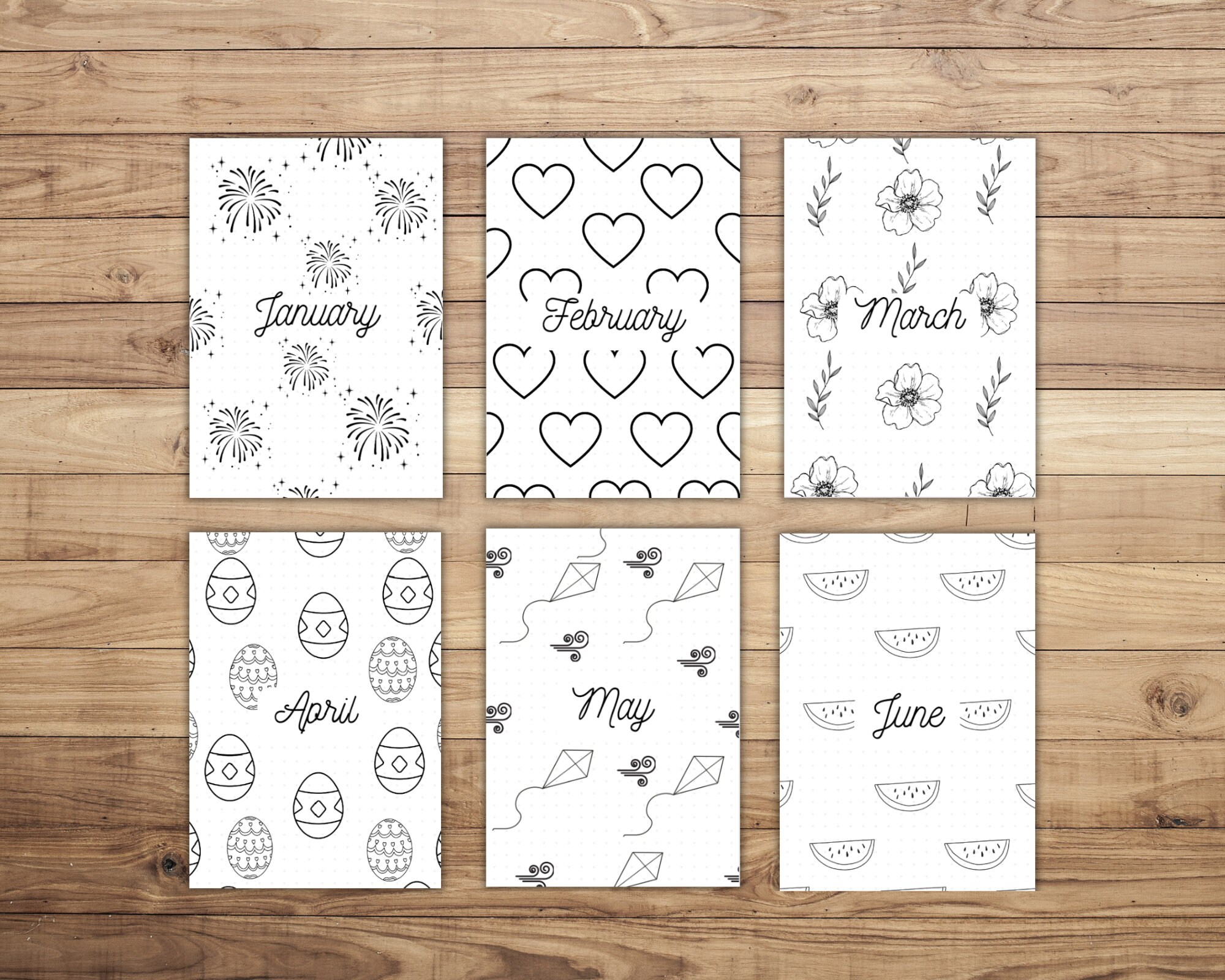 12 Monthly Cover Pages, A5 A4 US Letter Journal Monthly Title Page ...