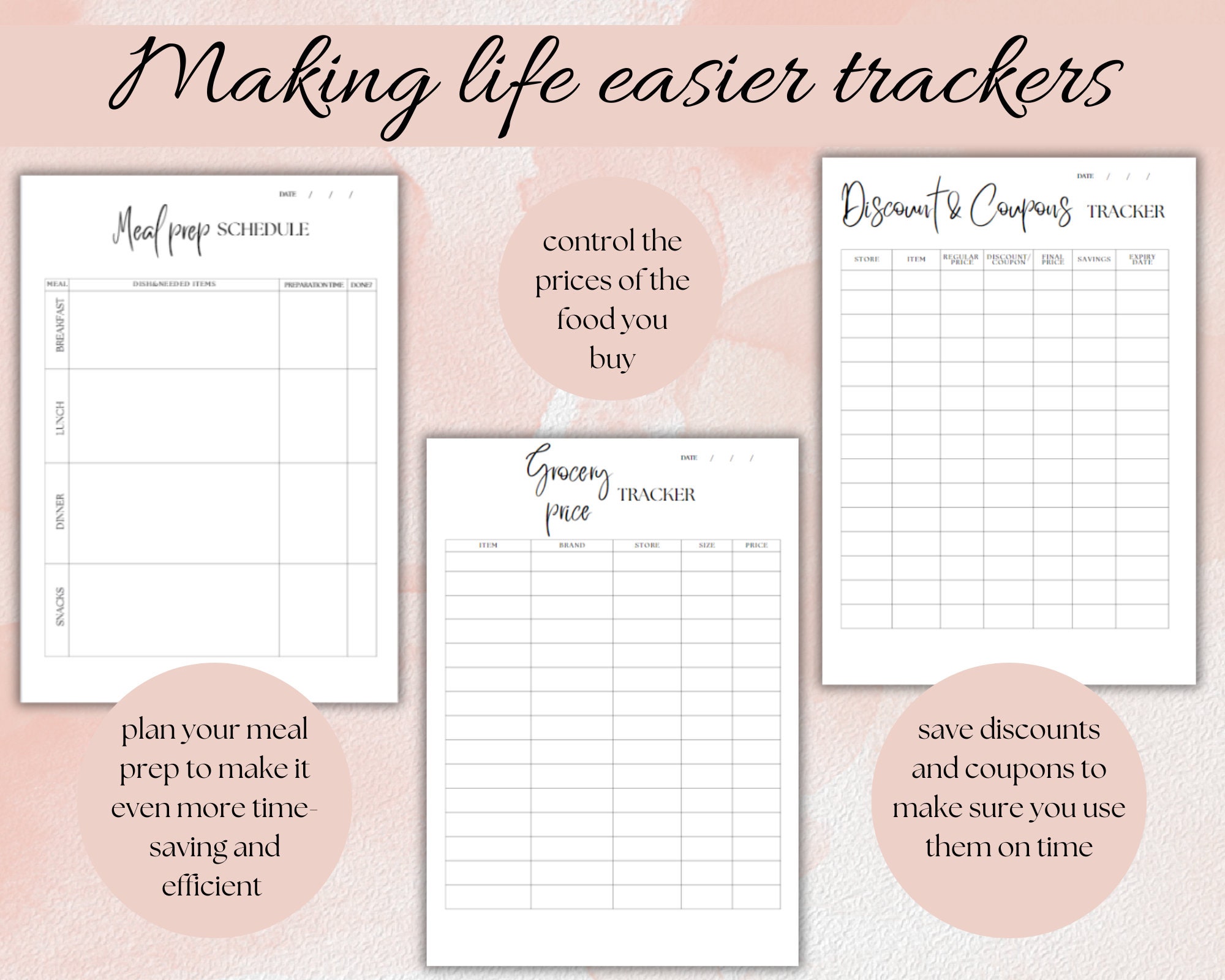 Meal Planner Printable, Weekly Meal Planner, Grocery List Printable ...