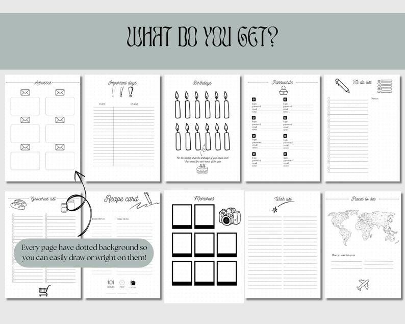 Bullet Journal Printable Template Set, Undated Printable Bullet Journal ...
