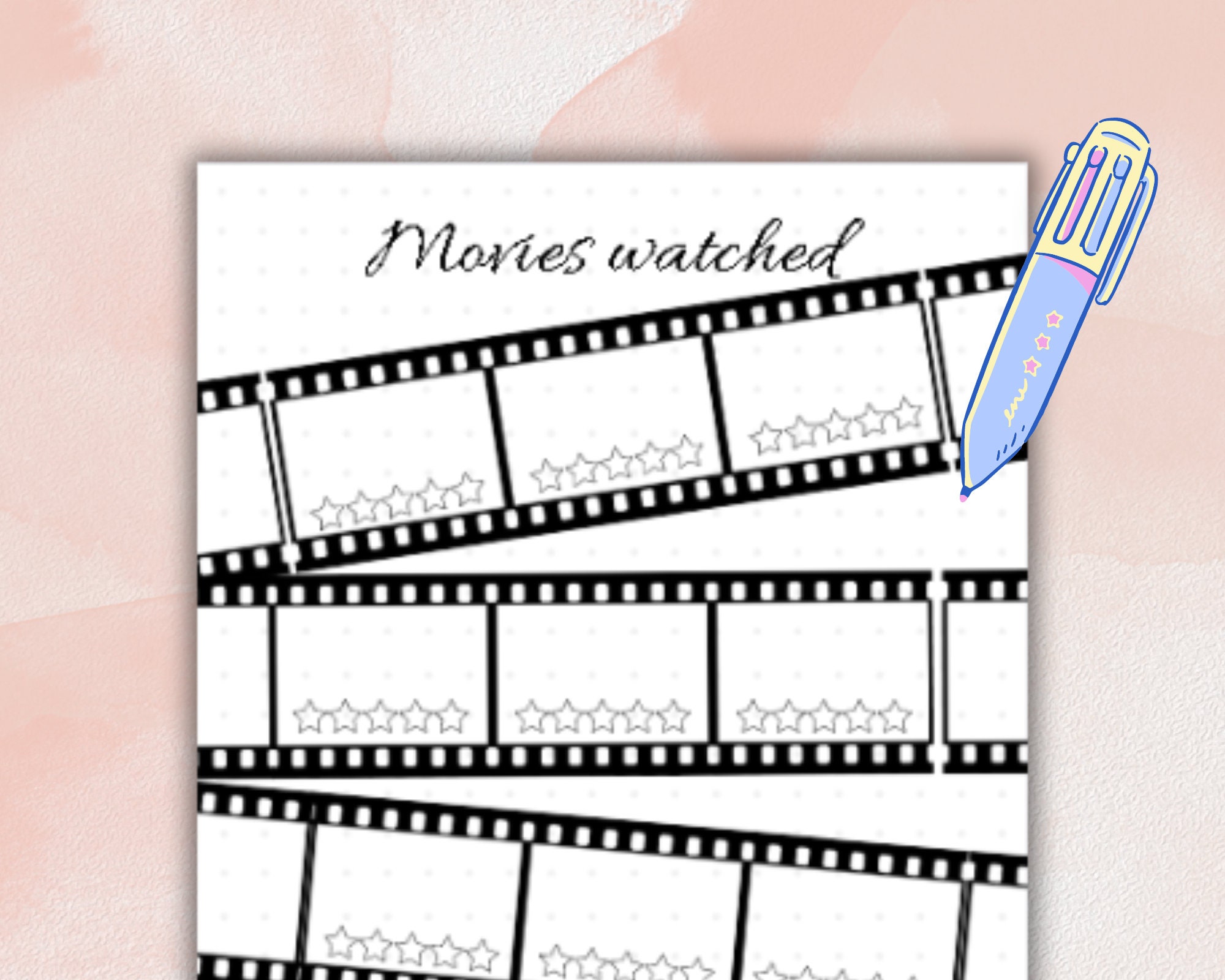 Movie Watching Journal Tracker, Printable Movie List, Movie Log ...